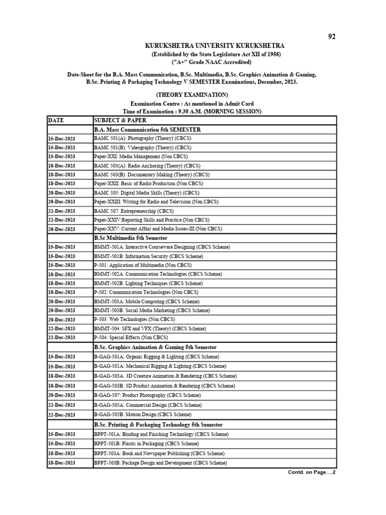 92 B.A. Mass Communication B.SC - Multimedia B.SC - Graphics Animation Gaming B.SC - Printing ...