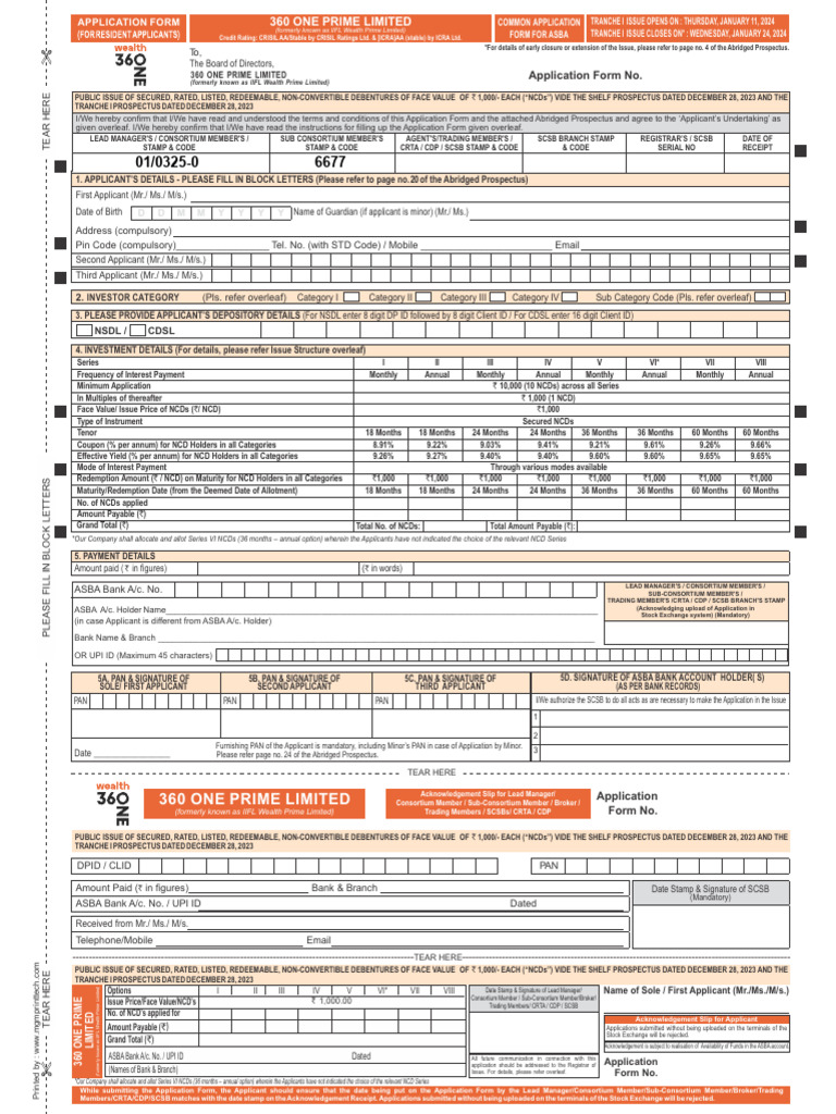 360 One Prime - Two Page Form | PDF | Interest | Securities (Finance)