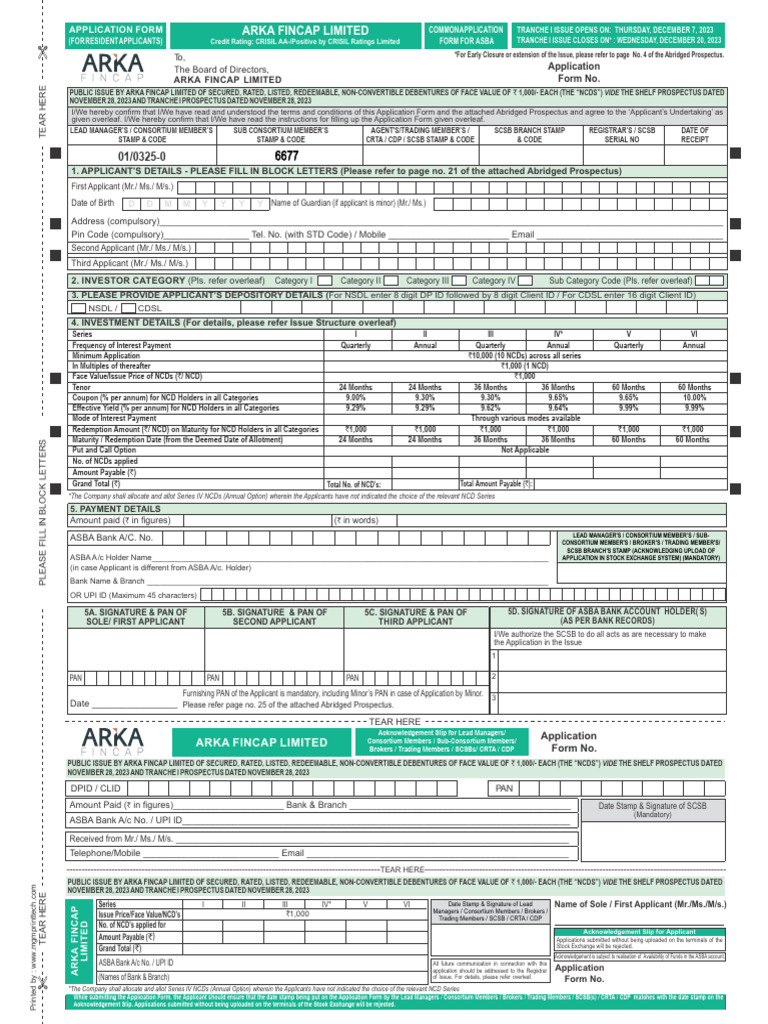 AFL - Two Page Form | PDF | Partnership | Interest