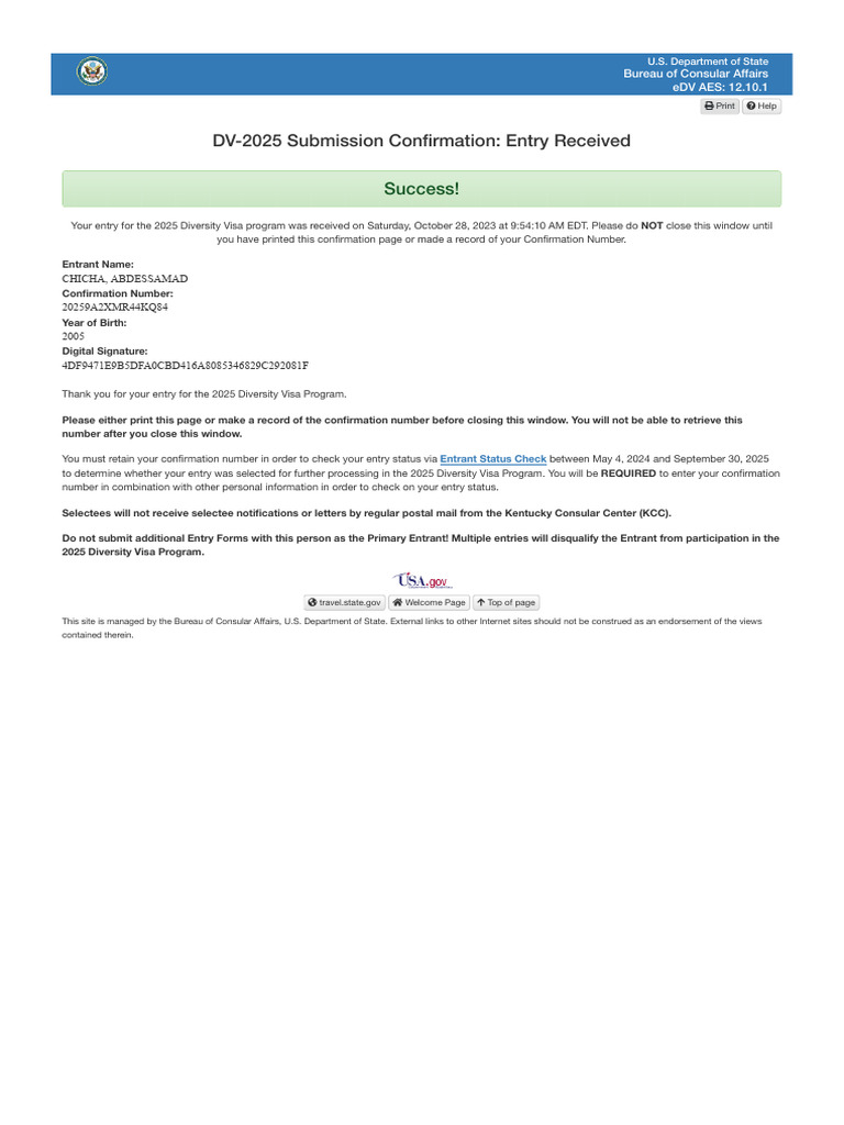 Electronic Diversity Visa Program | PDF