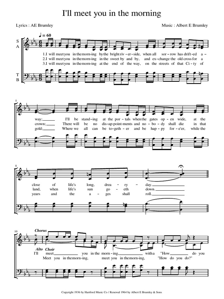 I'll Meet You in The Morning - AE Brumley (Eb) (SATB-A) (EN) | PDF