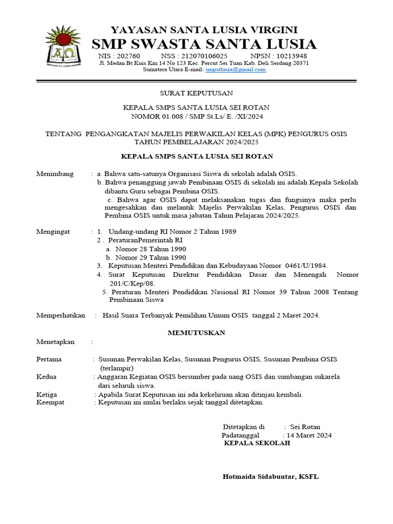 Surat Keputusan Osis | PDF
