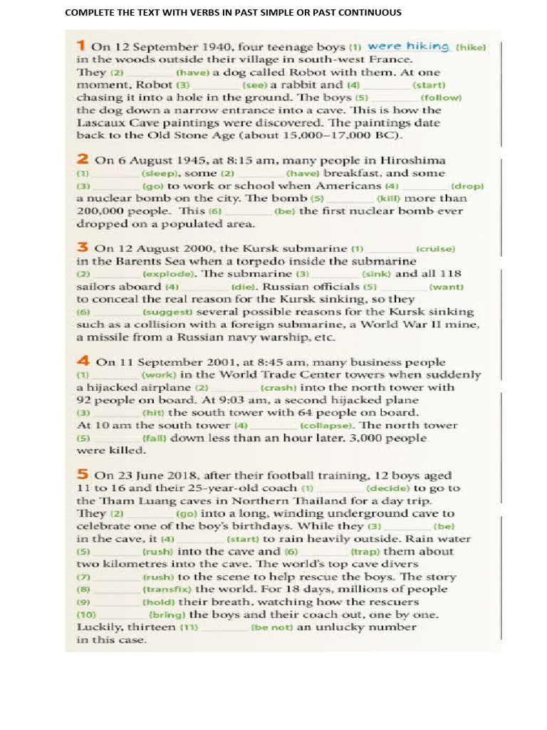 Disasters and Past Continuous | PDF | Languages | Foreign Language Studies