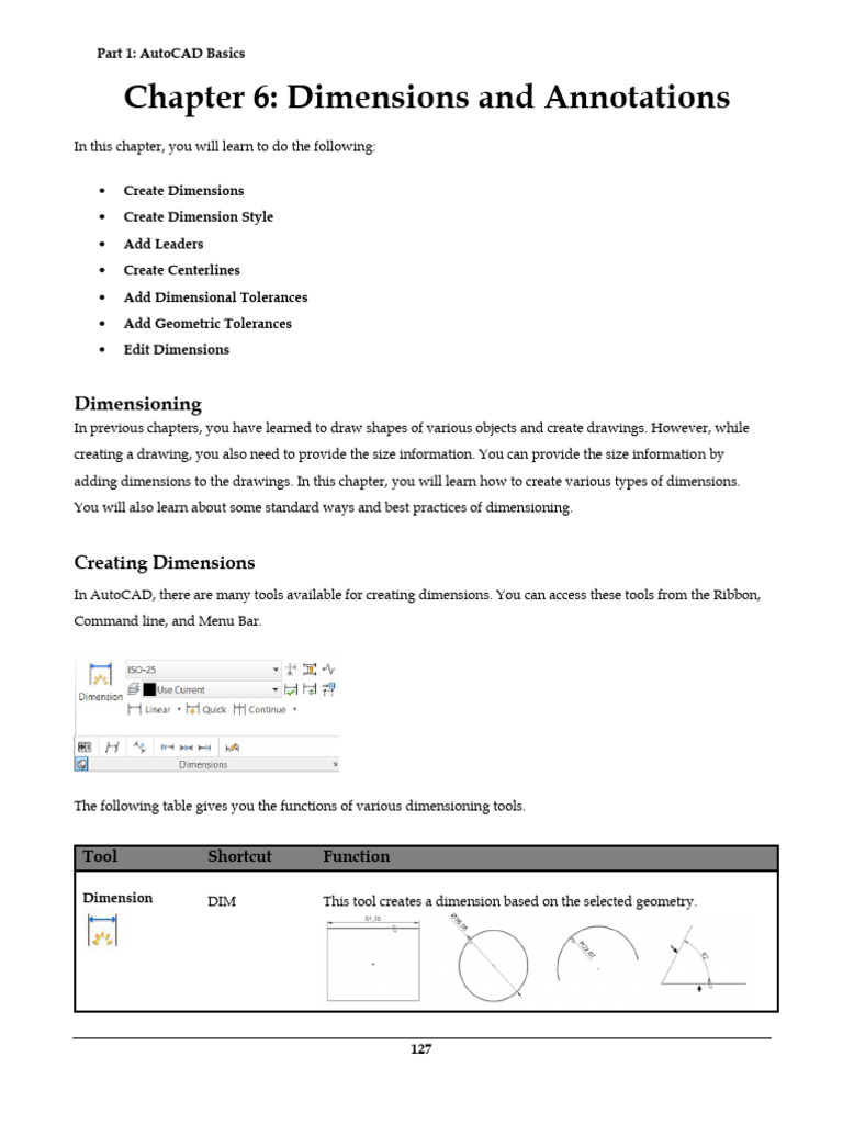 Functions of Various Dimensioning Tools | PDF | Curve | Dimension