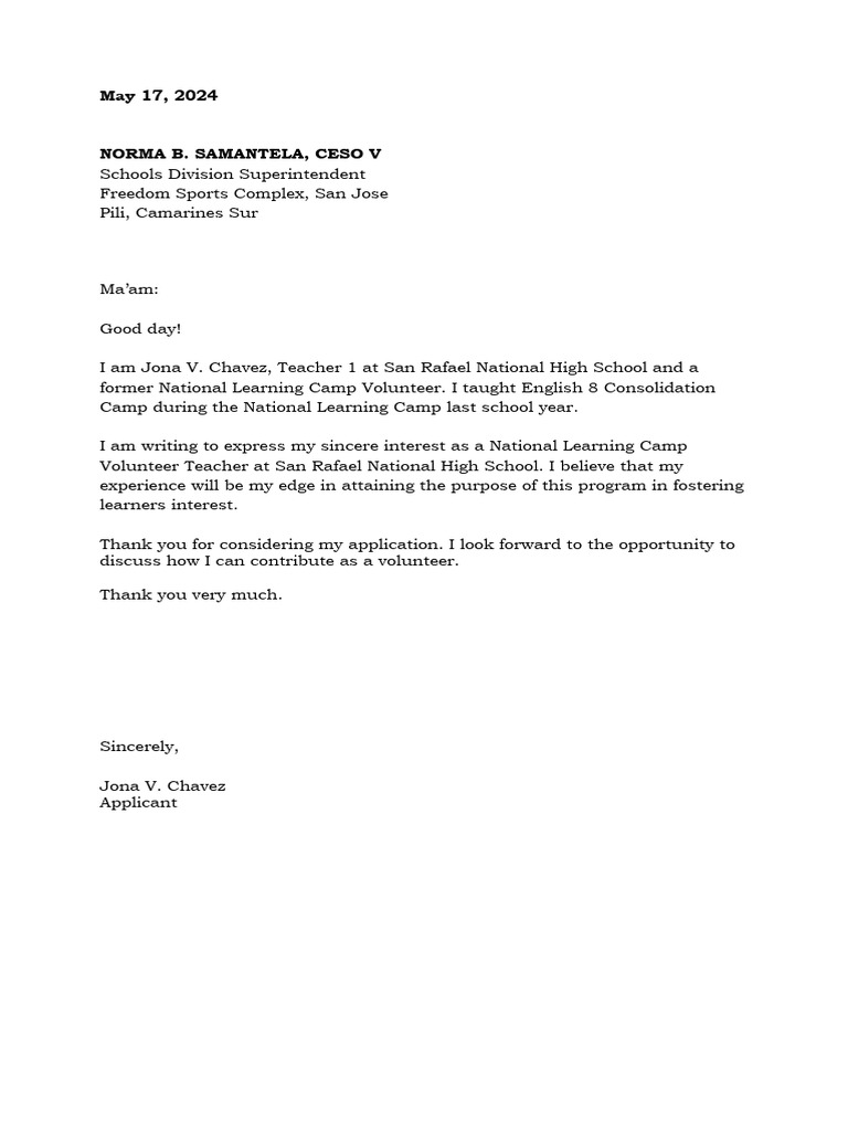 Application Letter - NLC Naw 062612 | PDF | Social Science