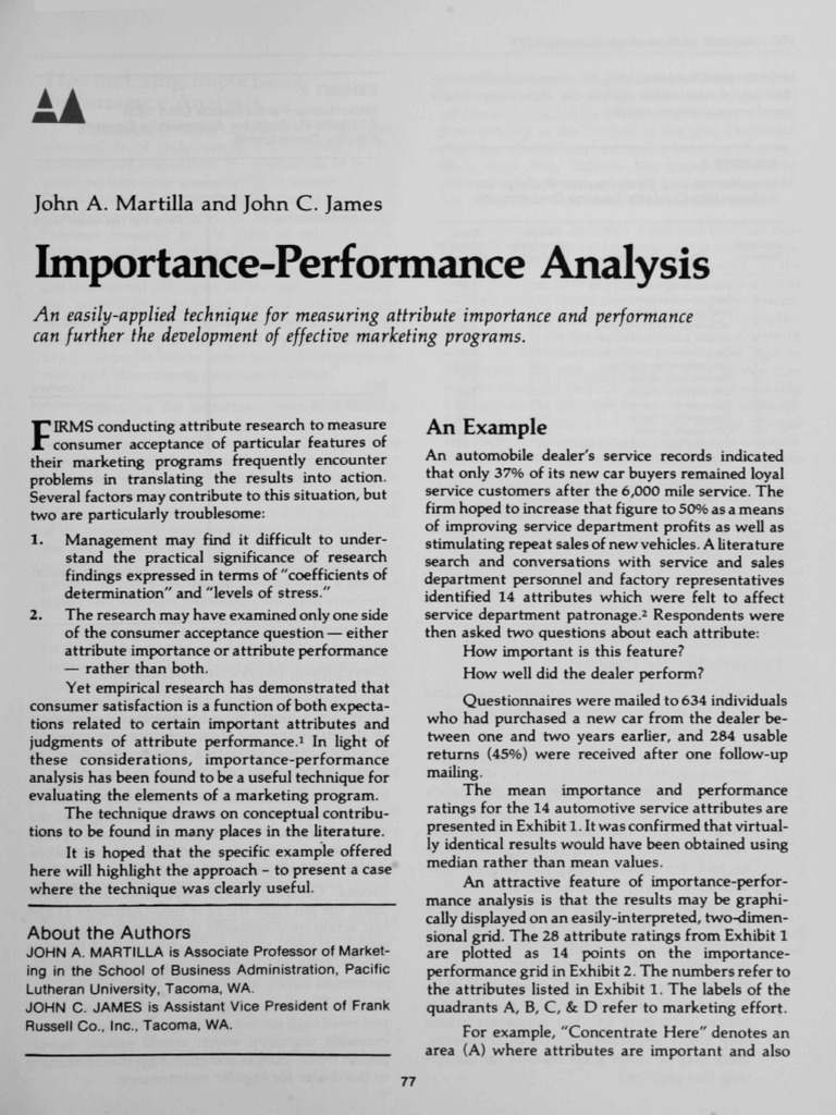 Ch3 Martilla and James 1977 JM | PDF | Marketing | Customer Satisfaction