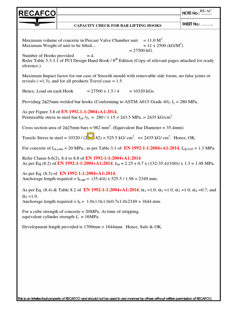 Capacity Check For Bar Lifting Hooks For Val | PDF | Strength Of ...