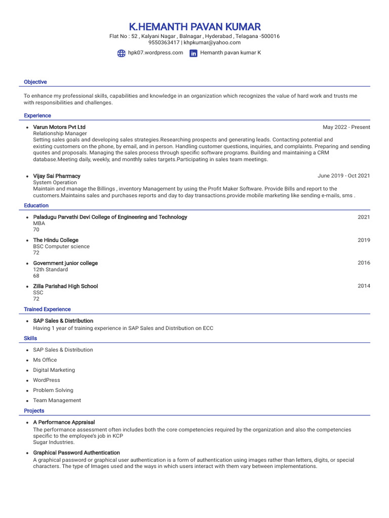 K. H Manth Pavan Kumar | Download Free PDF | Sales | Customer Relationship Management