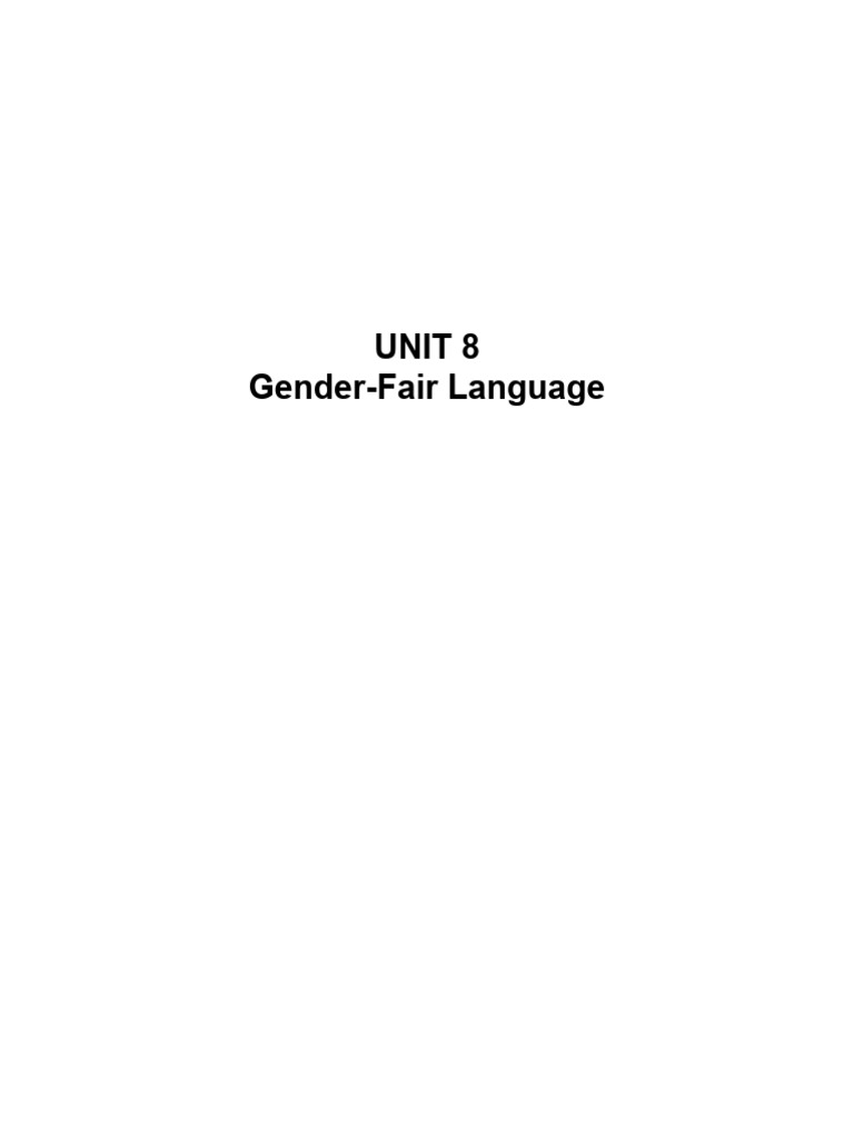 Unit 8 Gender Fair Language | Download Free PDF | Grammatical Gender | Gender