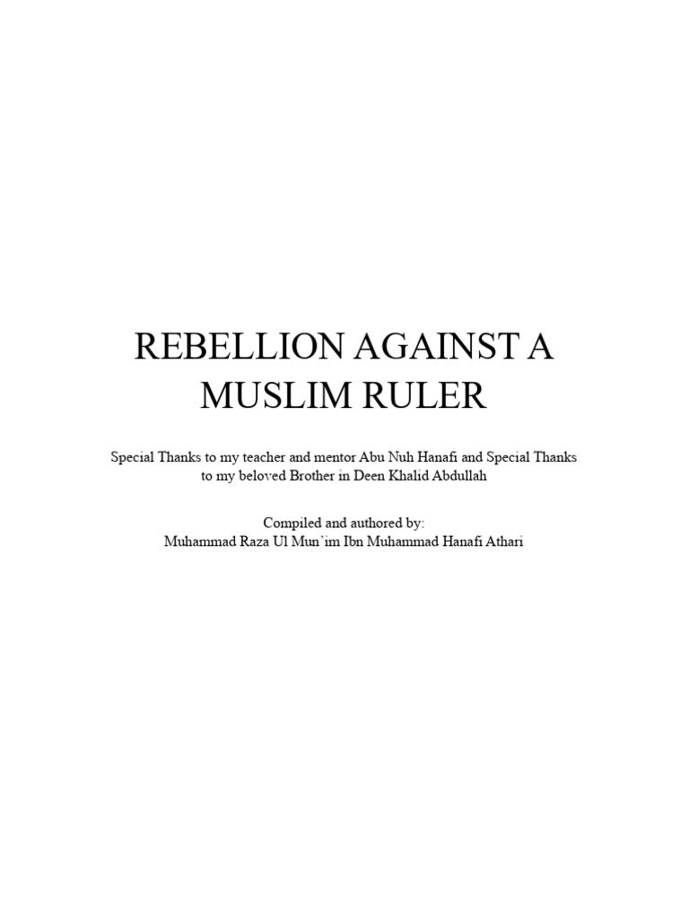 Rebellion Against Muslim Authority | PDF | Muhammad | Sunni Islam