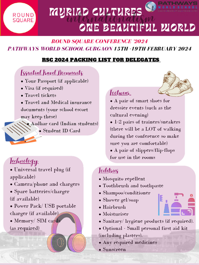 RSC 2024 Packing List For Delegates-2 | PDF | Sweater | Clothing