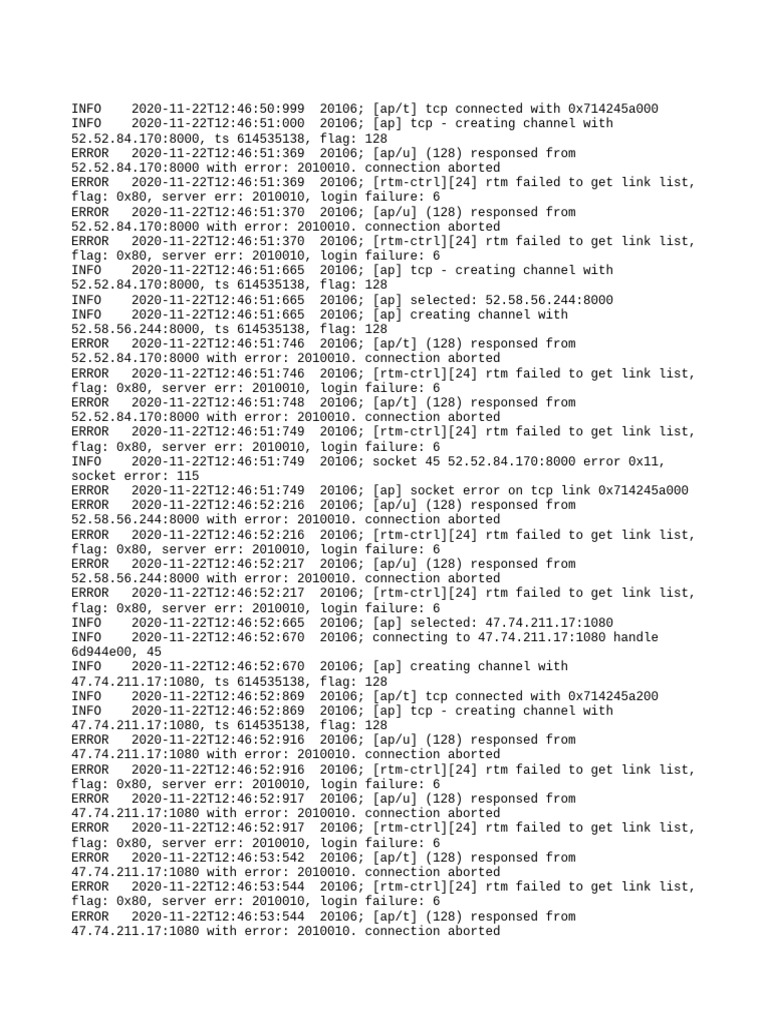agoraRtmLog 1 | PDF | Network Socket | Transmission Control Protocol