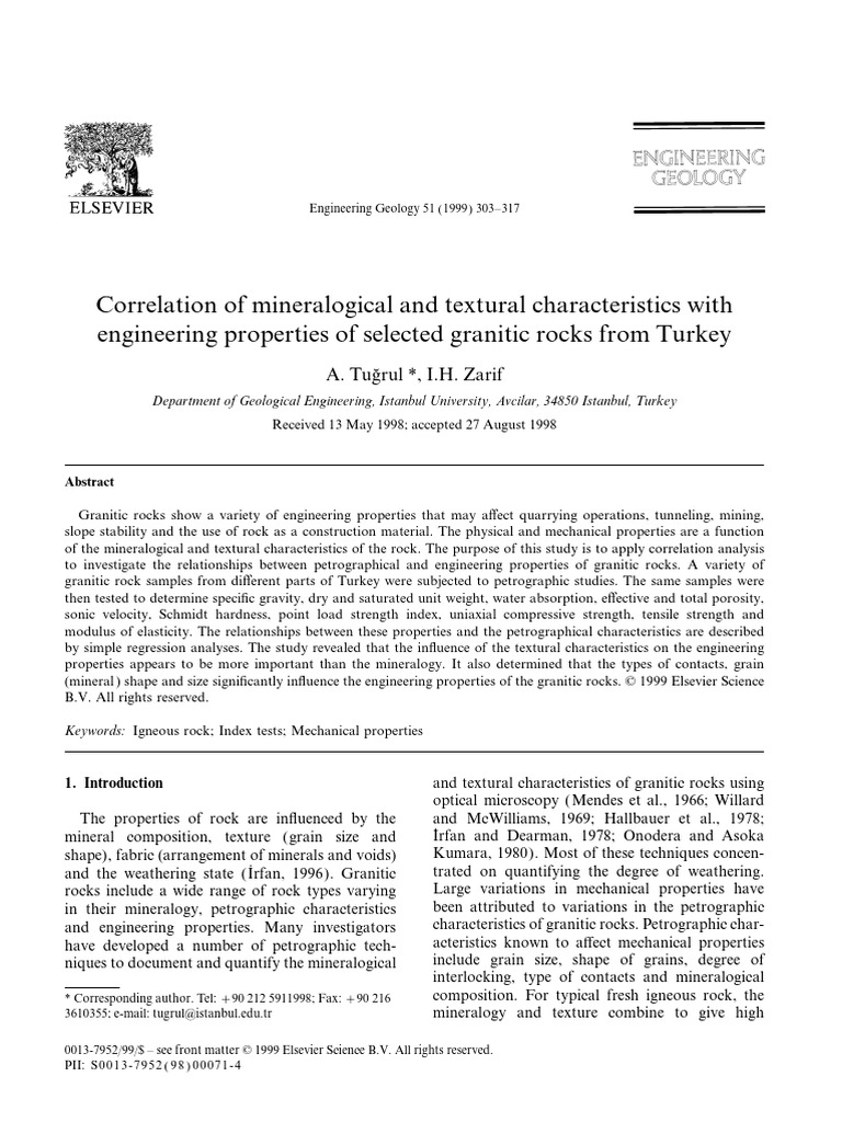 Correlation of Mineralogical and Textural Characteristics With Engineering Properties of ...