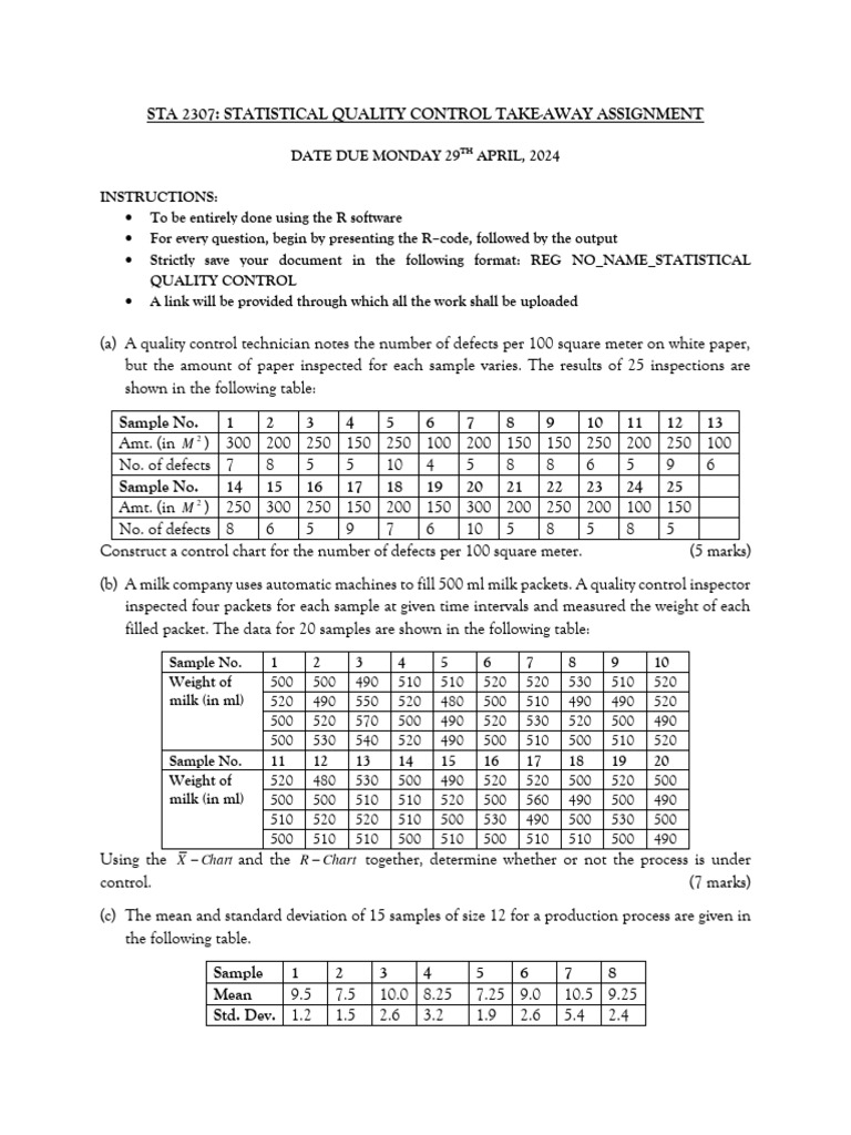 Statistical Quality Control CAT | PDF