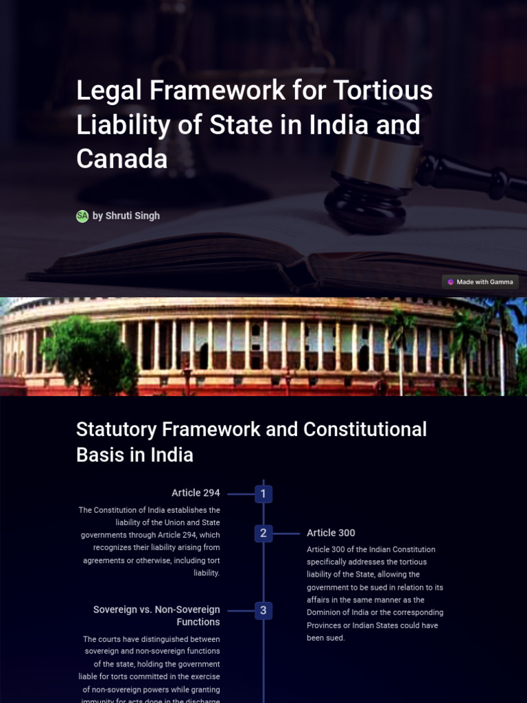 Legal Framework For Tortious Liability of State in India and Canada ...