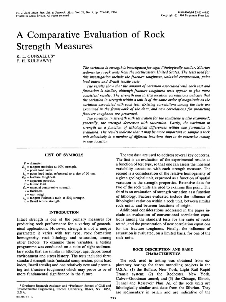 Comparative Rock Strength Evaluation | PDF | Strength Of Materials ...