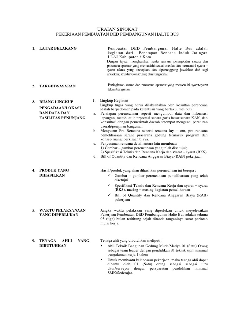 Uraian Singkat Ded Halte Bus | PDF