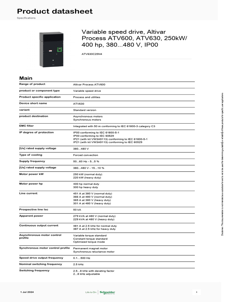 Schneider Electric - Altivar-Process-ATV600 - ATV630C25N4 | PDF ...