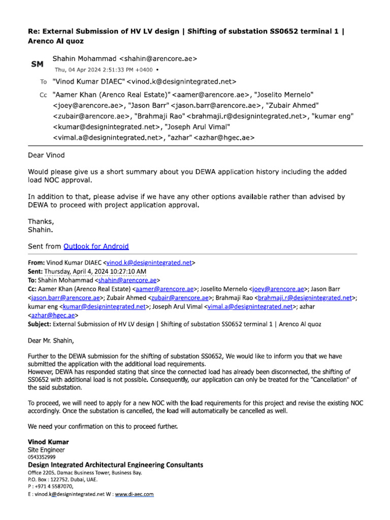 Email conversation-DEWA | PDF