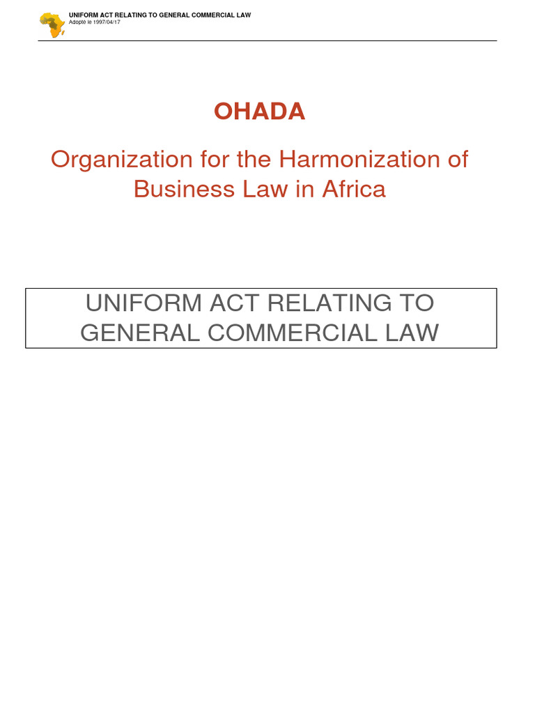 OHADA-uniform Act Relating To General Commercial law-EN | PDF ...
