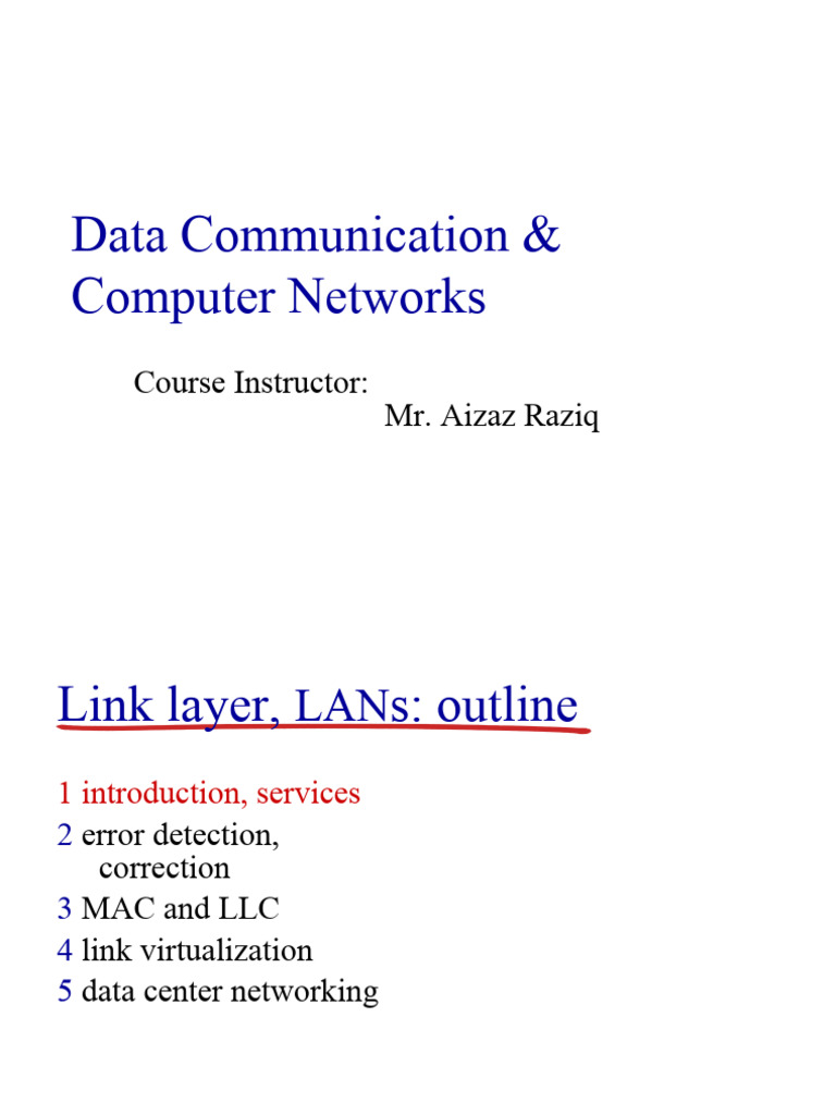 Dccn Lecture 19 Link Layer Pdf Computer Network Networking
