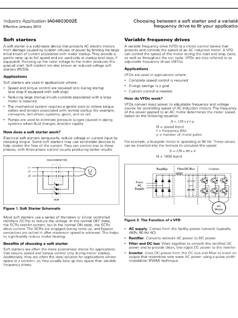 Soft Starter Vs VFD | PDF