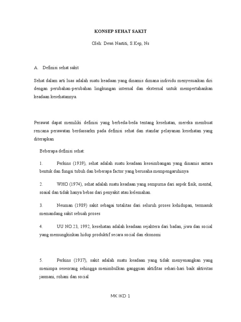 Konsep Sehat Sakit: Definisi dan Model | PDF | Pengembangan Diri