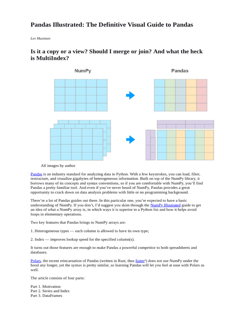 Pandas Illustrated The Definitive Visual Guide To Pandas by Lev Maximov ...