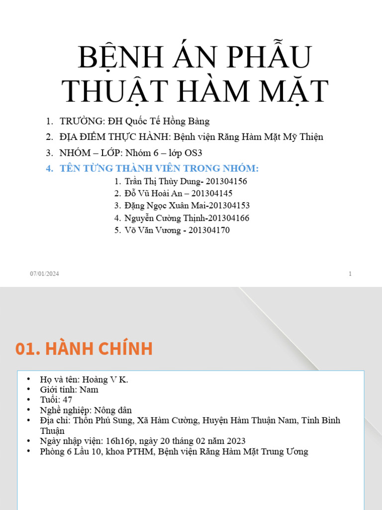 Bệnh Án Cuối Kì Nhóm 6 Os3 | PDF
