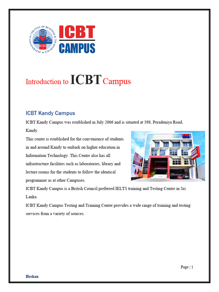 ICBT Kandy: IT Education Hub | PDF | Technology & Engineering