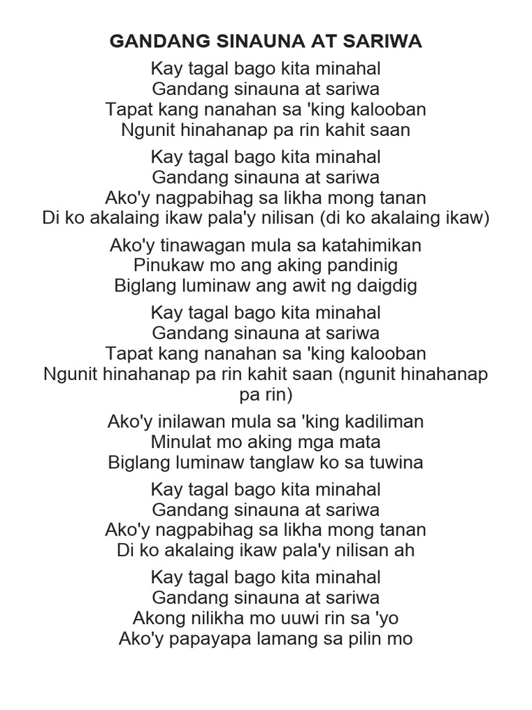 Gandang Sinauna at Sariwa | PDF