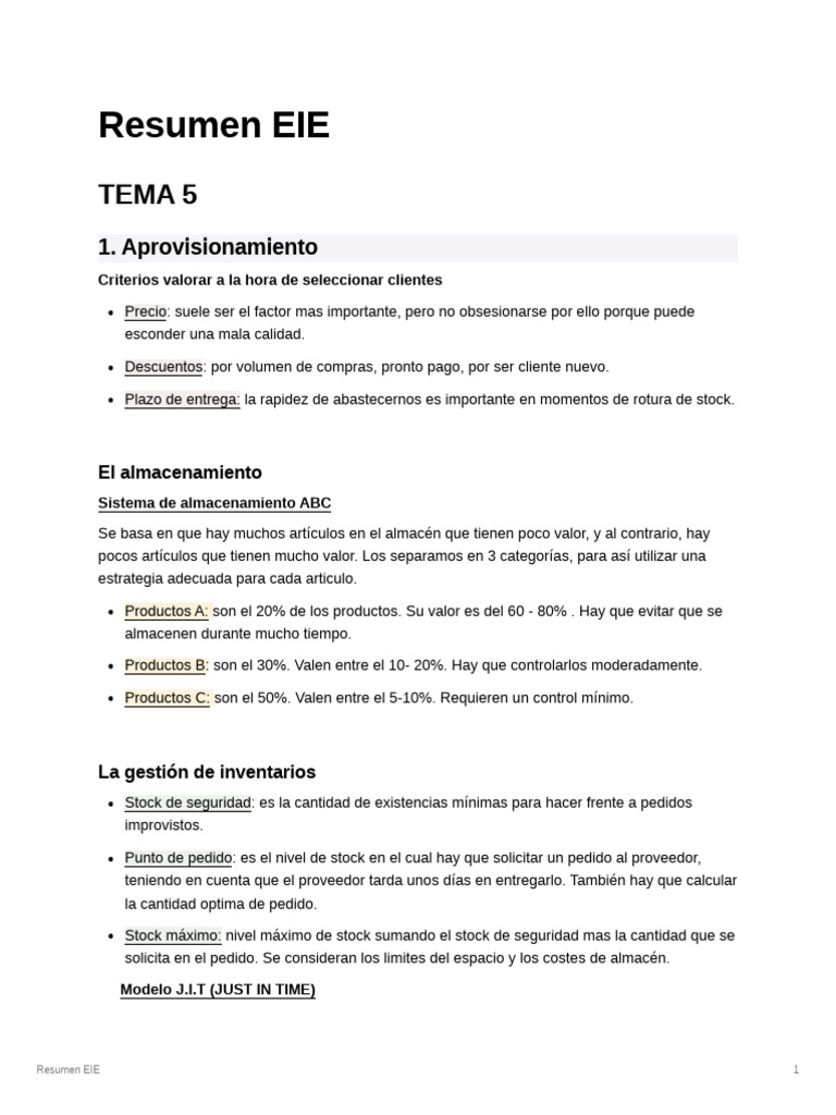 Resumen EIE | PDF | Producto (Negocio) | Economias