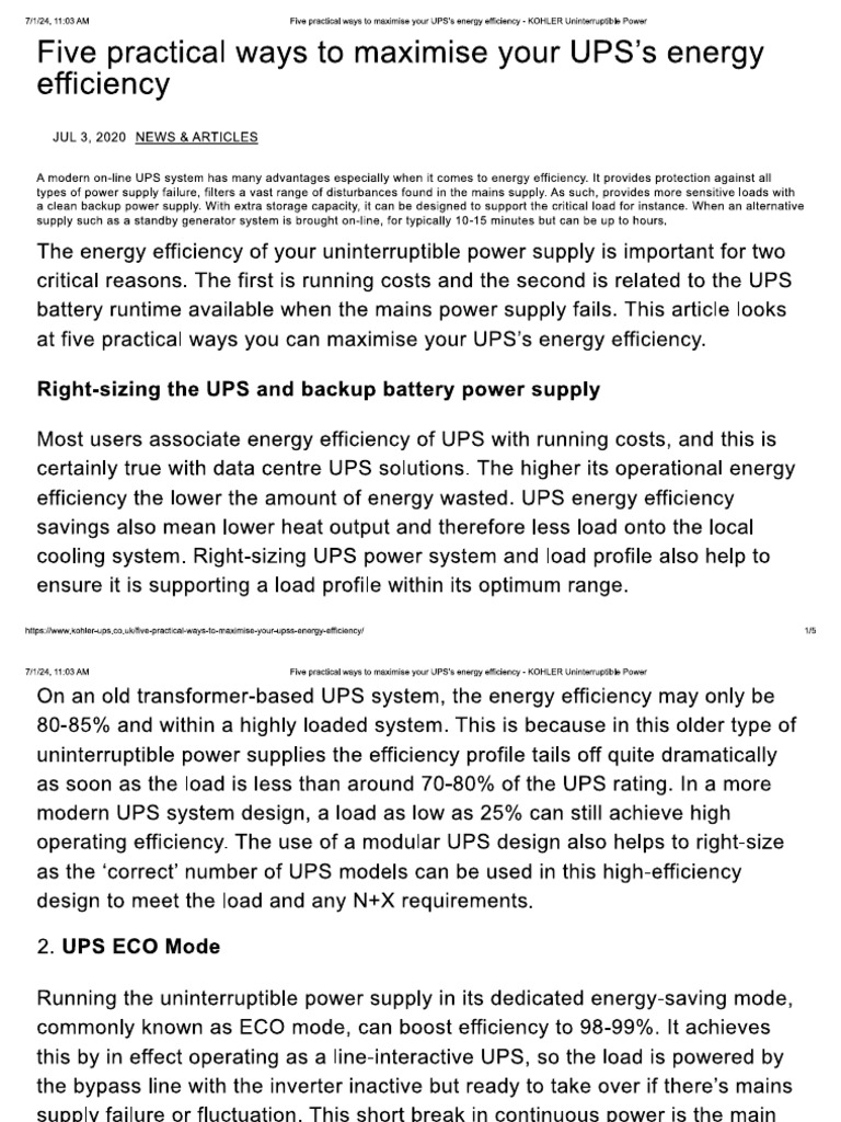 Five Practical Ways To Maximise Your UPS's Energy | PDF Five Practical Ways To Maximise Your UPS's Energy | PDF