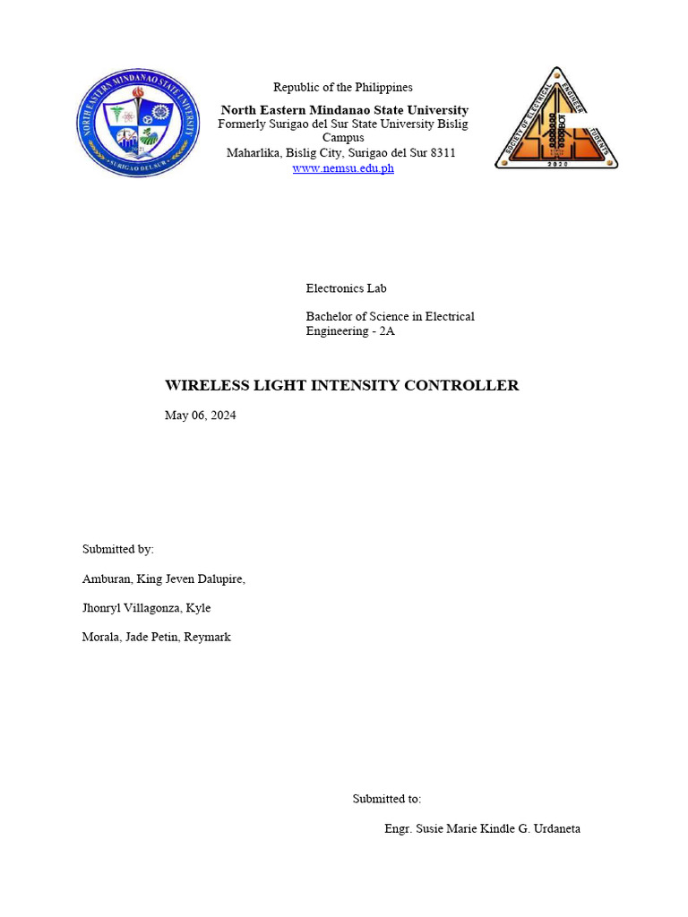 Wireless Light Intensity Controller | PDF | Arduino | Lighting