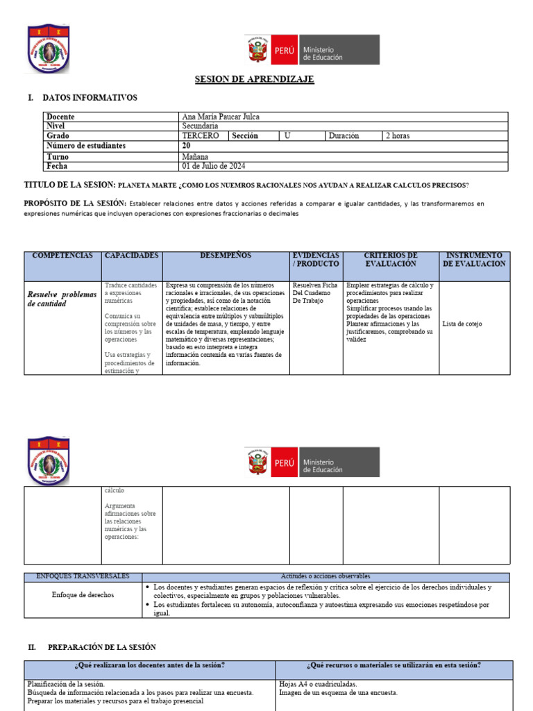 Sesion 01 de Julio Planeta Marte Decimales | PDF | Tierra | Ecuador