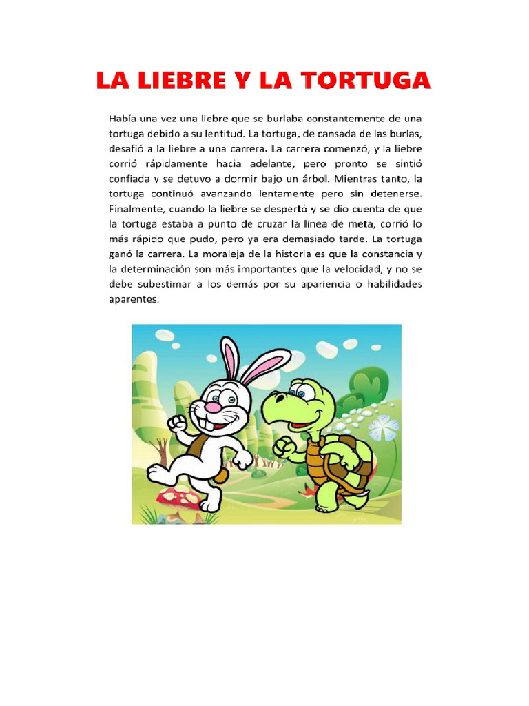 Lectura - Liebre y La Tortuga | PDF