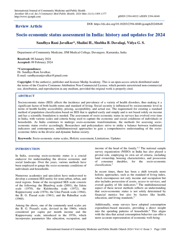 Socio-Economic Status Assessment in India | PDF | Poverty Threshold ...