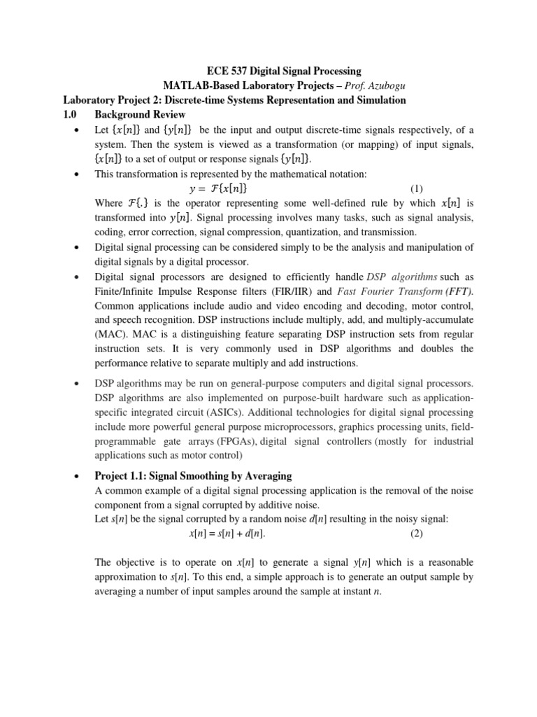 DSP Lab Project #2 | PDF | Digital Signal Processing | Signal Processing