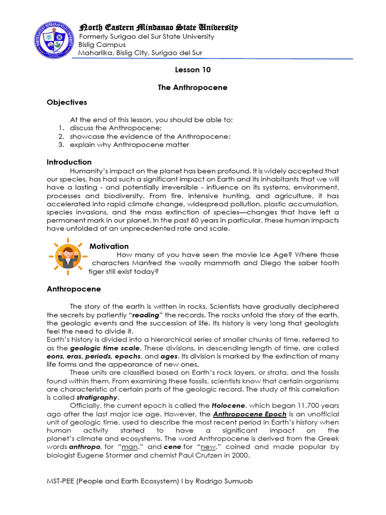 Understanding the Anthropocene Epoch | PDF | Anthropocene | Geologic ...