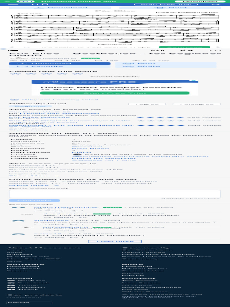 Für Elise - Beethoven - For Beginner Piano Sheet Music For Piano (Solo ...