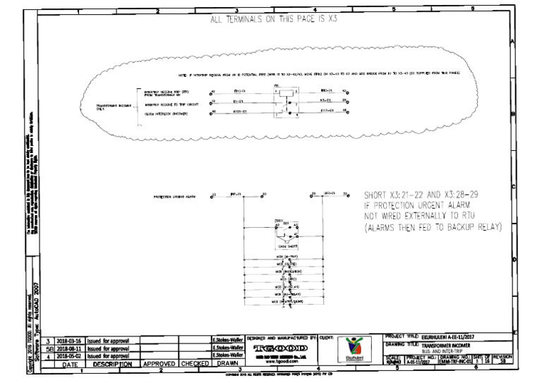 TRANSFORMER INCOMER SHT 8 (ALARM AND BUS AND INTERTRIP) XX | PDF