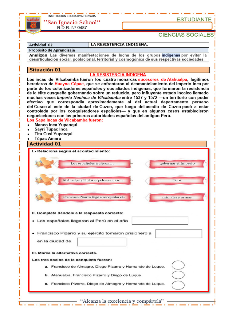 Ficha de Trabajo - 3ro-Sec-Ciencias-Sociales-Sm-Del-25-Al-29-Marzo-2024. | PDF | Imperio Inca | Perú