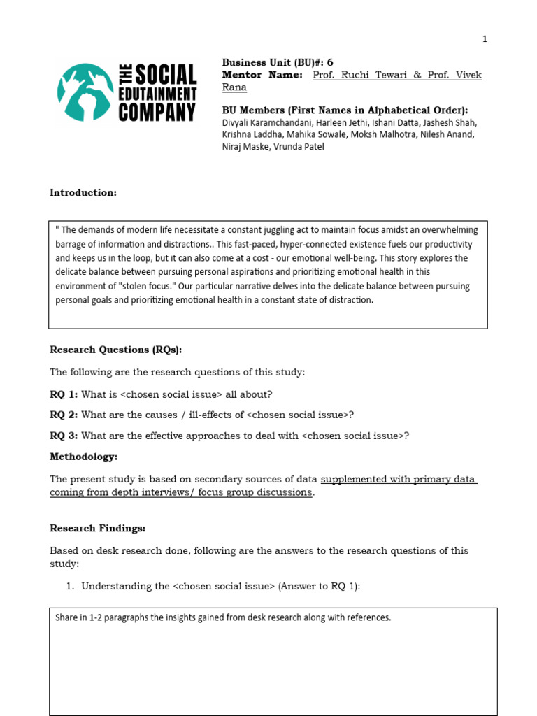 Research Report - BU6 | PDF | Psychology | Behavioural Sciences