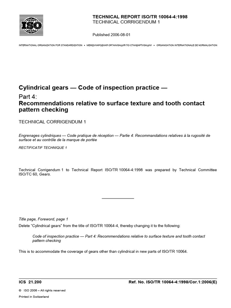 ISO TR 10064-4-1998 Cor1-2006 | PDF ISO TR 10064-4-1998 Cor1-2006 | PDF