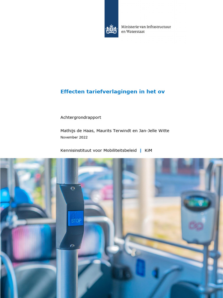 Effecten Tariefverlagingen in Het Ov: Achtergrondrapport Mathijs de ...