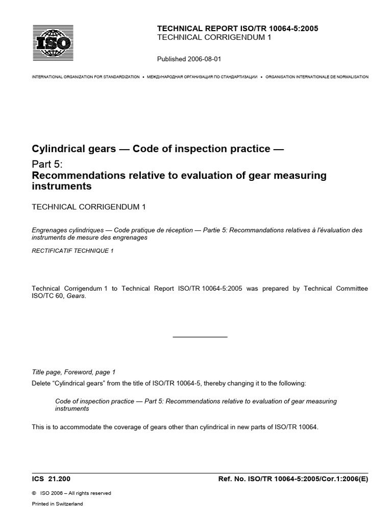 ISO/TR 10064-5 Inspection Practice Update | PDF