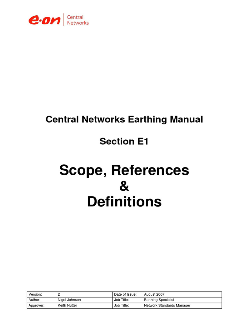 E1 Earthing Manual Scope | PDF | Electrical Substation | Electromagnetism