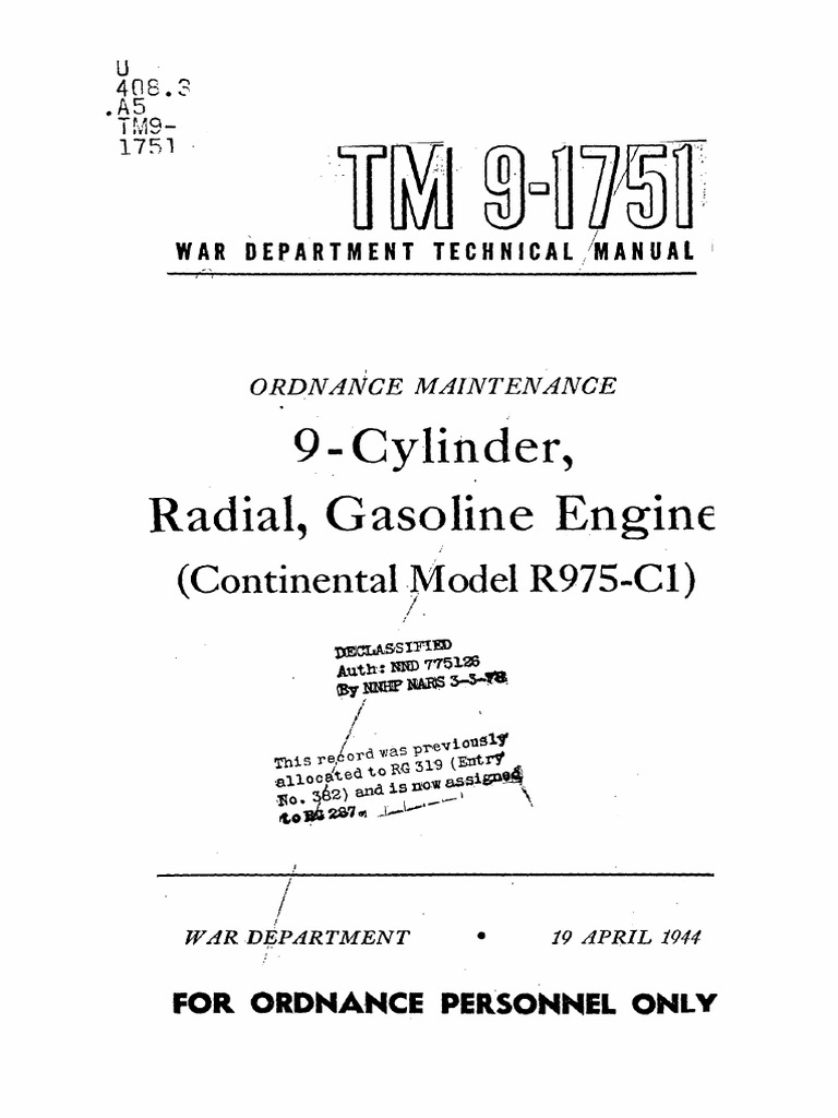 TM 9 1751 9cyl Radial Gas Engine R975 C1 (Apr 1944) | PDF | Pump | Nut ...