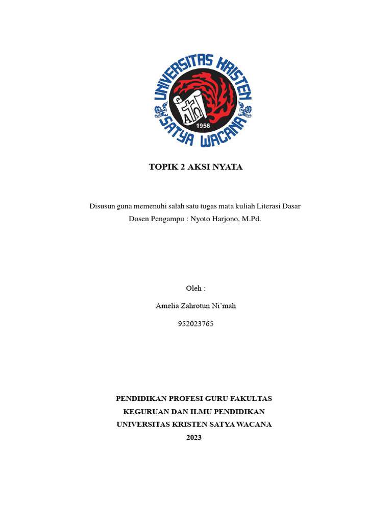 Topik 2 Literasi Dasar - Aksi Nyata - Amelia Zahrotun Ni'mah | PDF