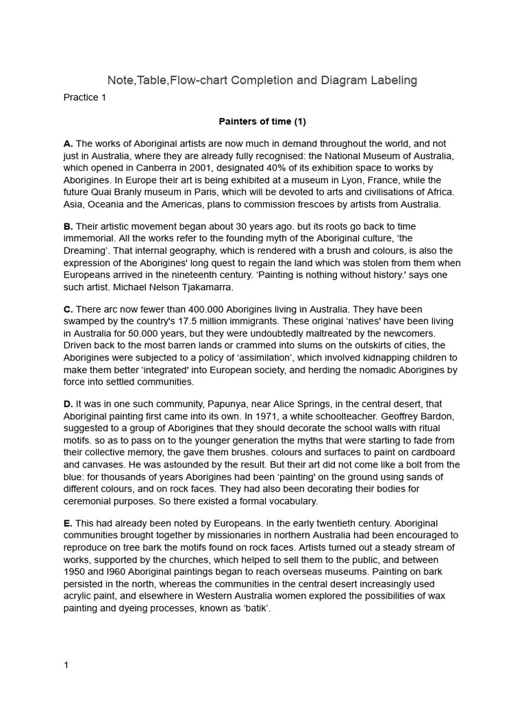 Note, Table, Flow-Chart Completion and Diagram Labeling | PDF ...